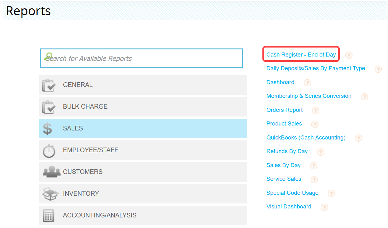 Cash Register - End of Day Report - Booker