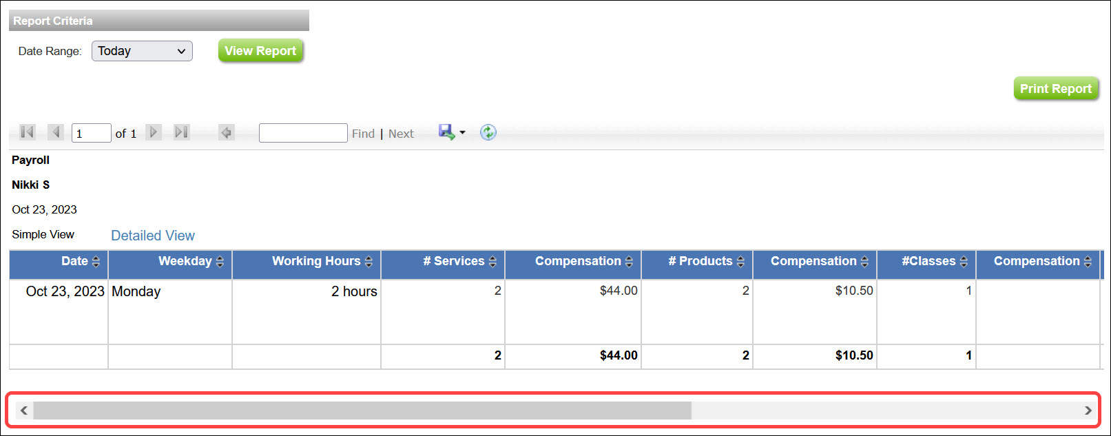 Employee Payroll report - Booker