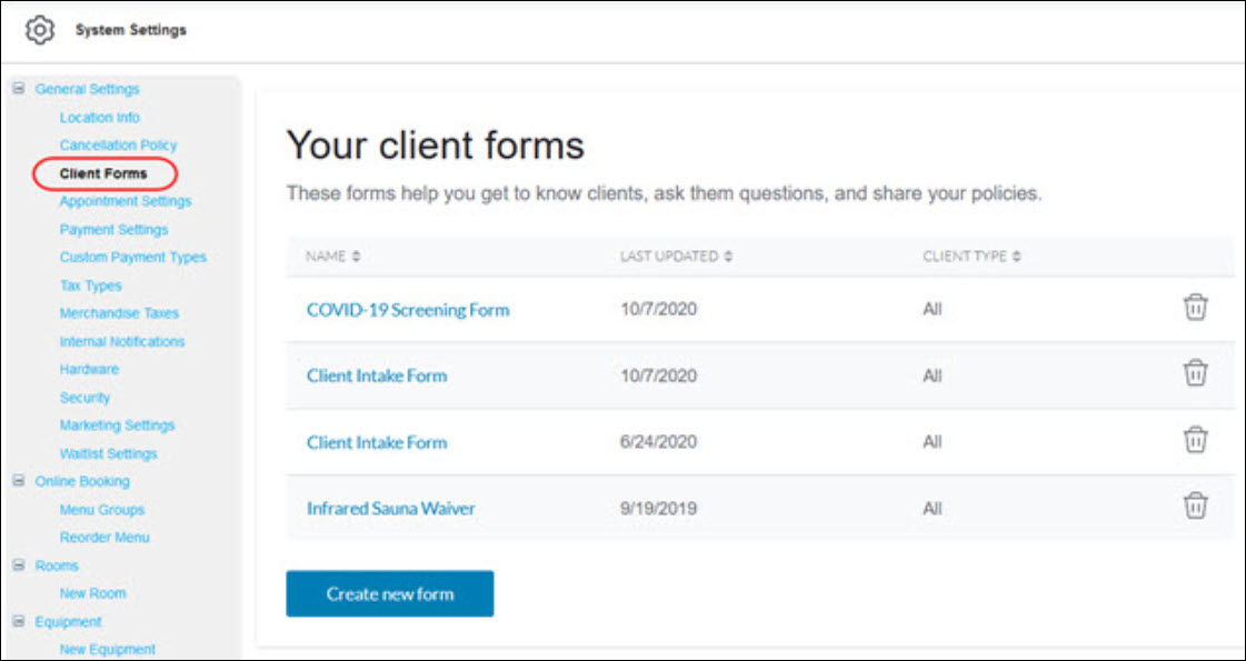 Client Forms FAQs (Booker)