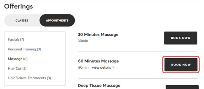 How to book classes and appointments (Mindbody app)