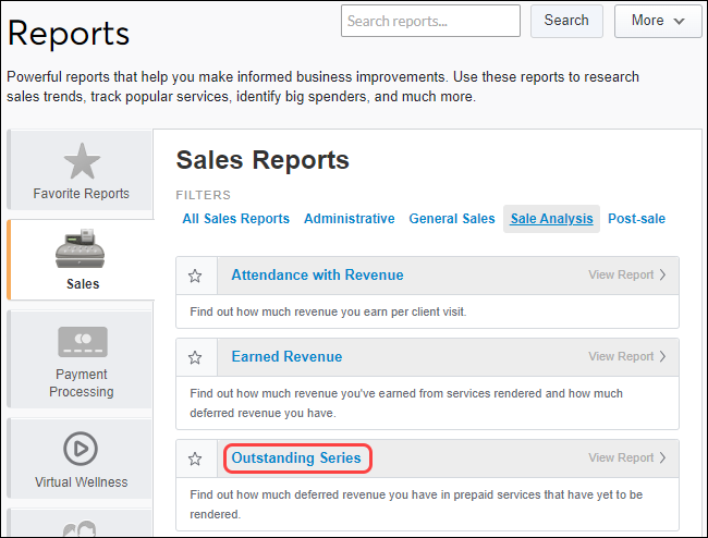 Outstanding Series report (Outstanding Pricing Options report)