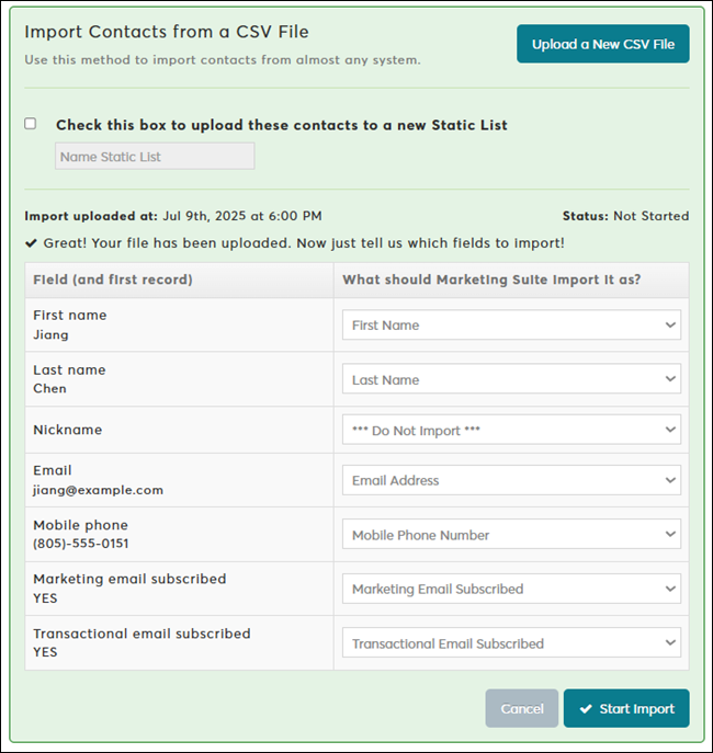 How to upload a list of clients (Marketing Suite)