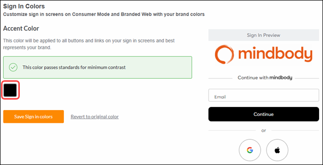 How to customize your sign in colors