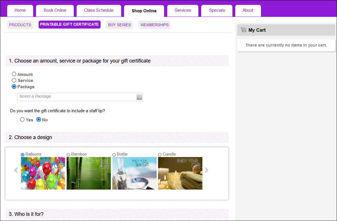 How to sell gift certificates online (Booker)