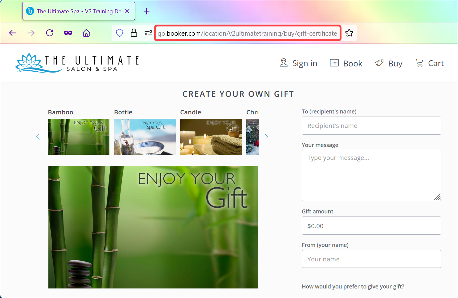 How to sell gift certificates online (Booker)