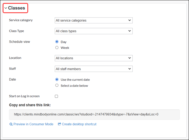 How to link to a specific class