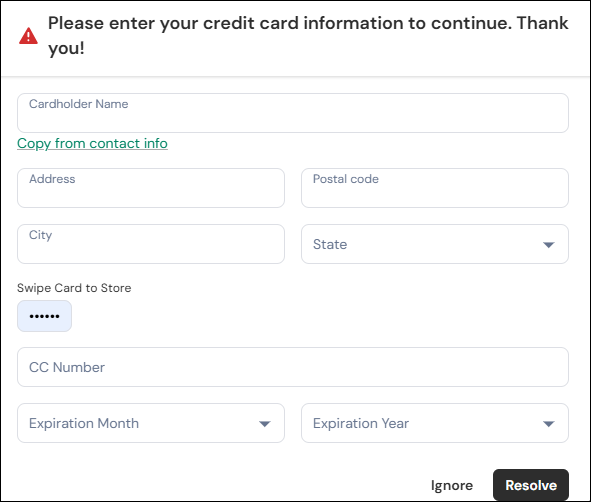 How to require clients to store a credit card