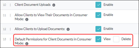 Client Documents screen